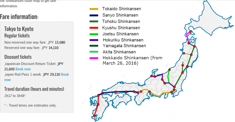 Bullet Train Fare Calculator | Tokyo Cheapo
