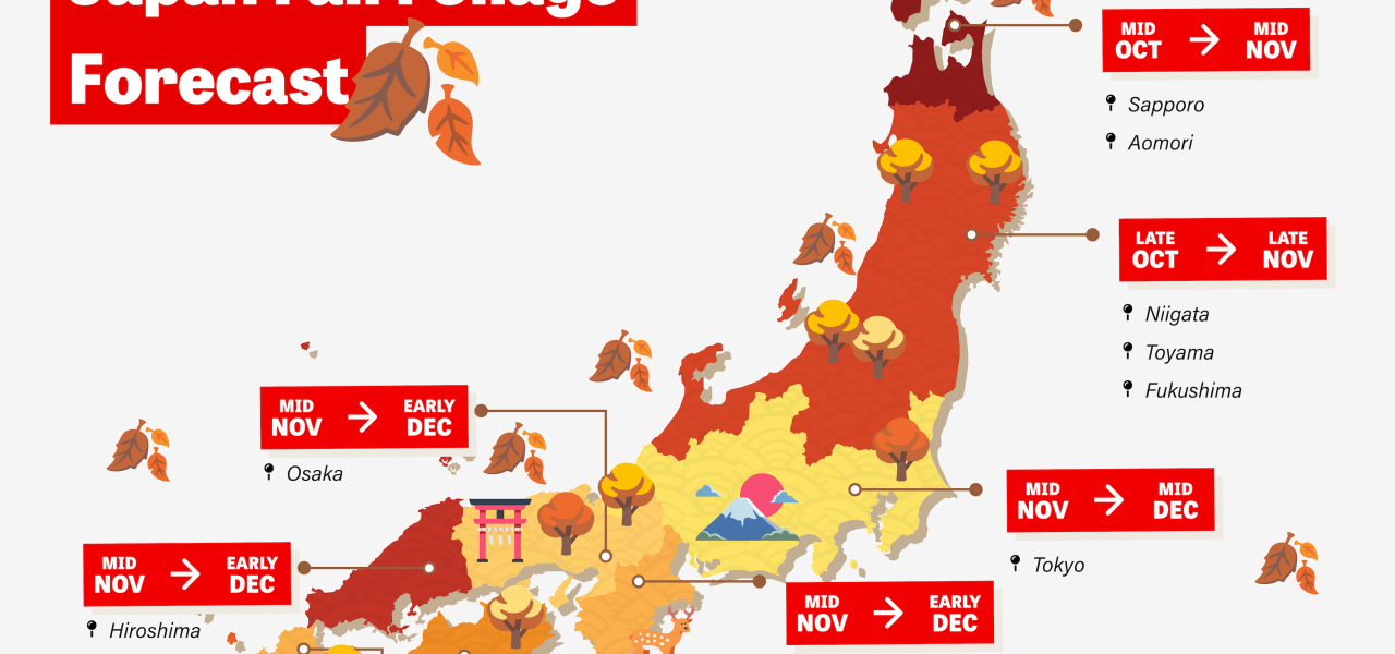 Japan Fall Foliage Forecast 2023 [Infographic] | JapanCheapo | Japan Cheapo