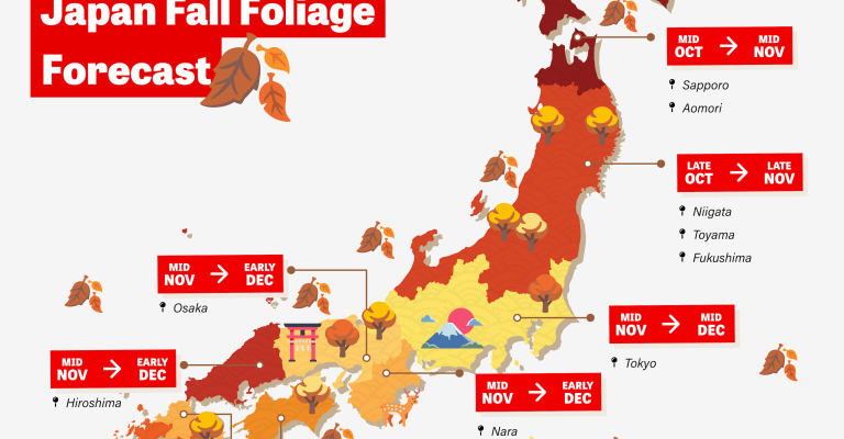 Japan Fall Foliage Forecast 2023 [Infographic] | JapanCheapo | Japan Cheapo